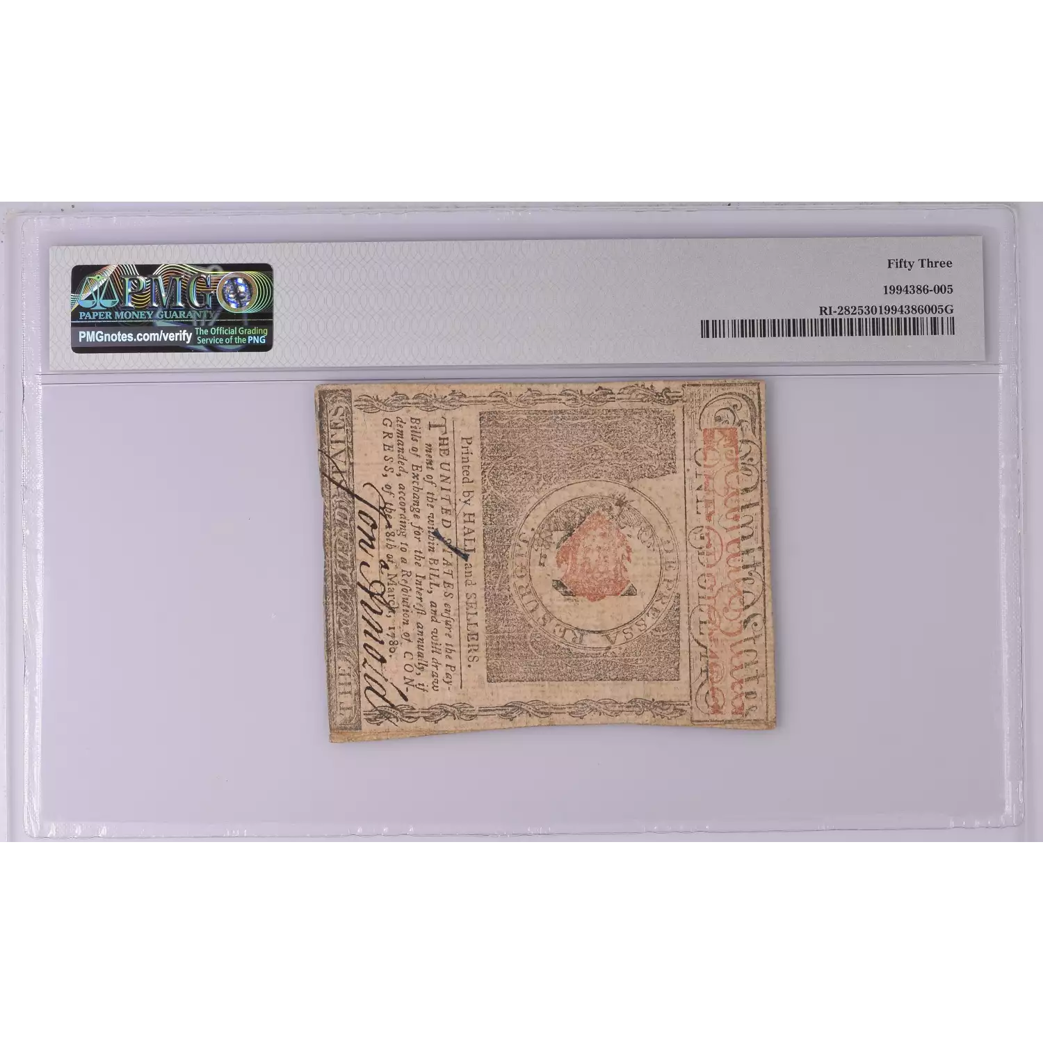 $1 July 2, 1780 COLONIAL CURRENCY RI-282 - Harbor Coin Company