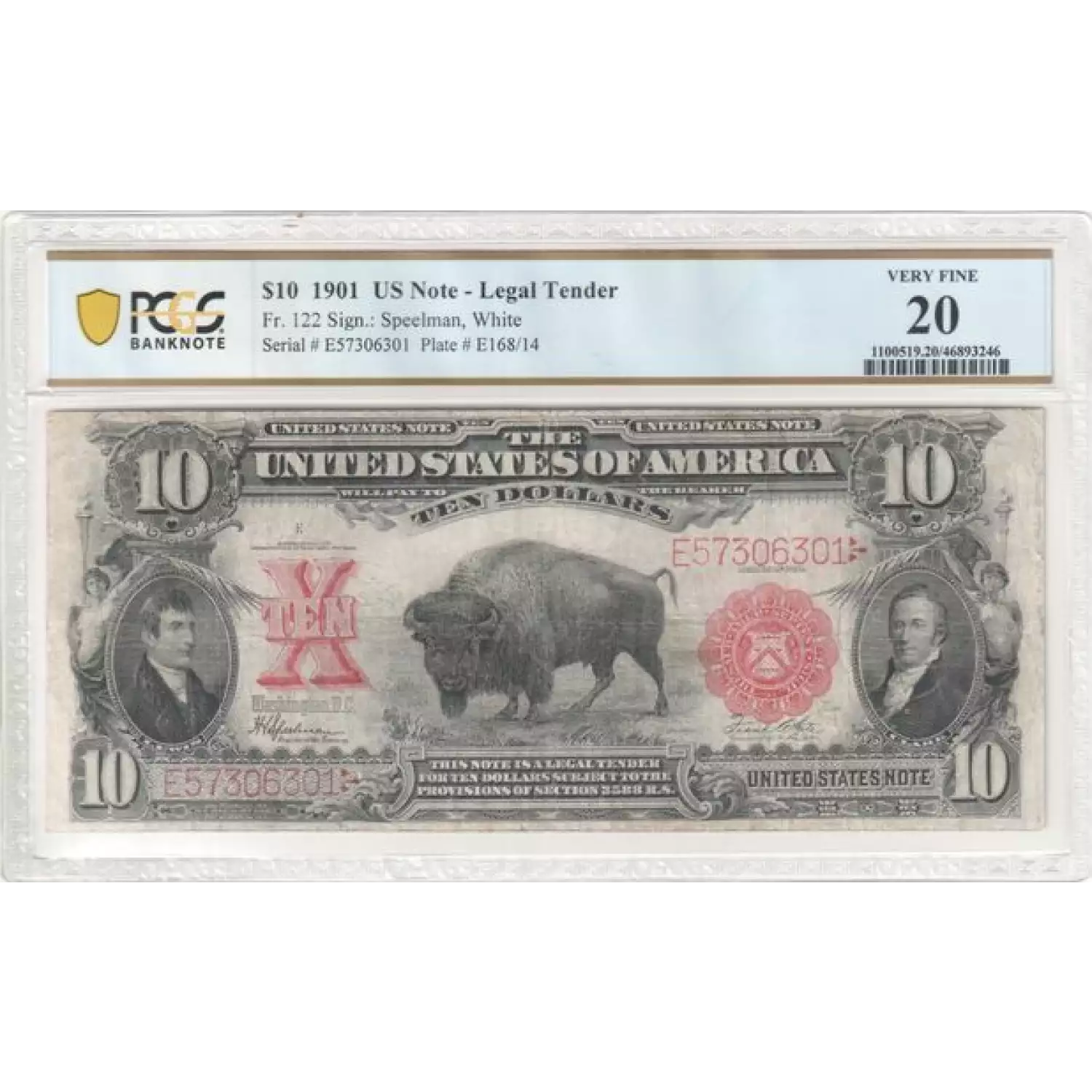 $10 Small Red, scalloped Legal Tender Issues 122 - Harbor Coin Company