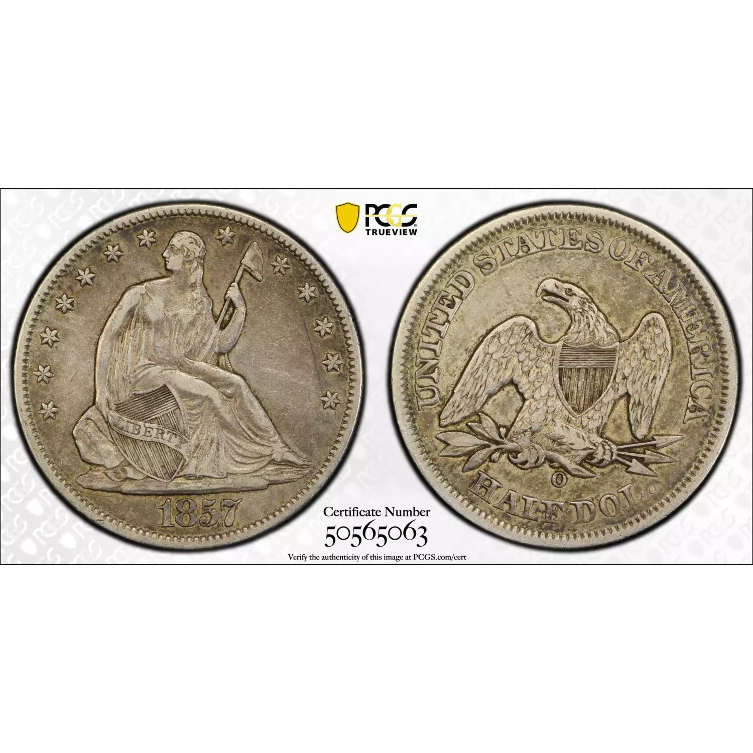 1857-O Half Dollars Liberty Seated PCGS VF-35 - Harbor Coin Company