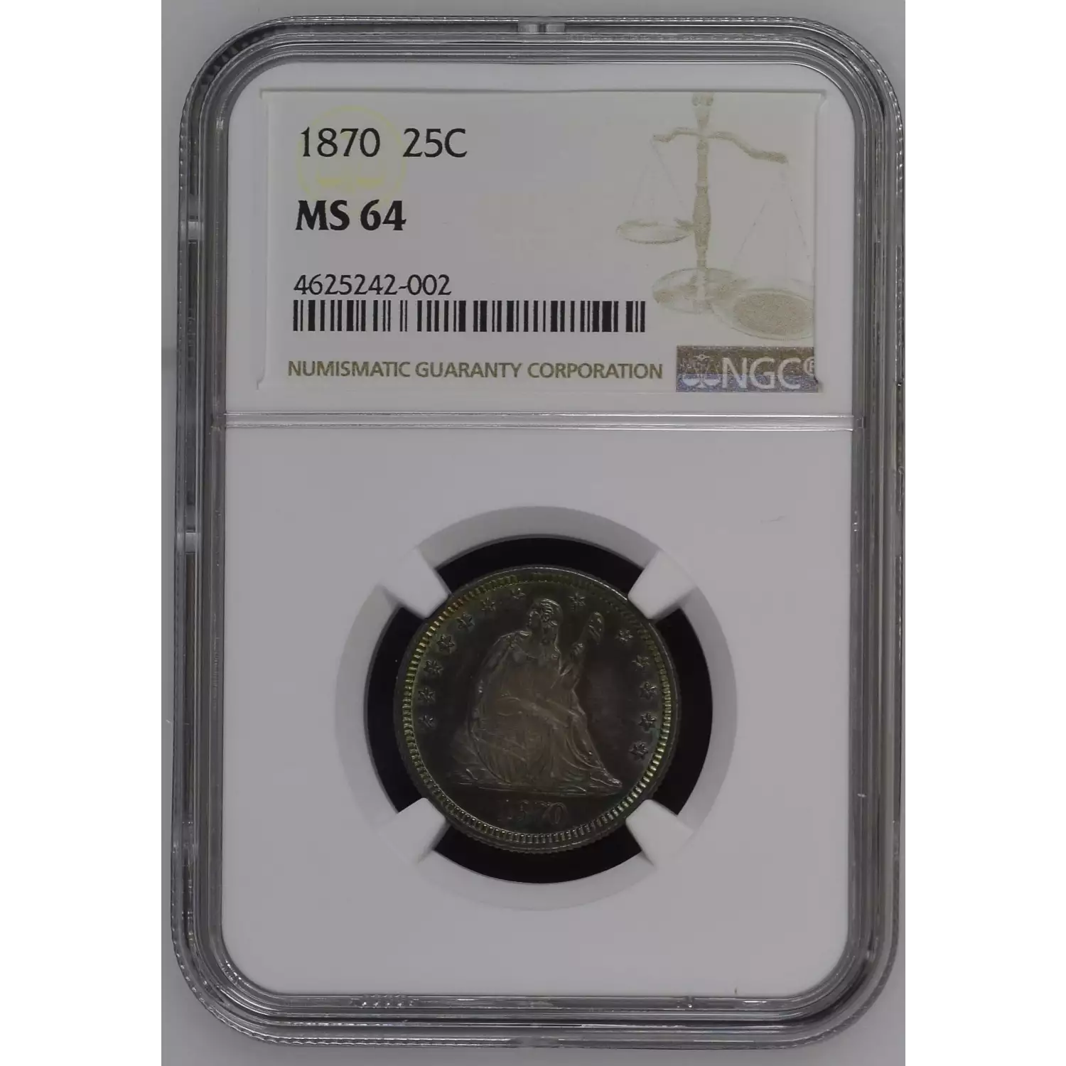 1870 Seated Liberty Quarter NGC MS-64 - Harbor Coin Company
