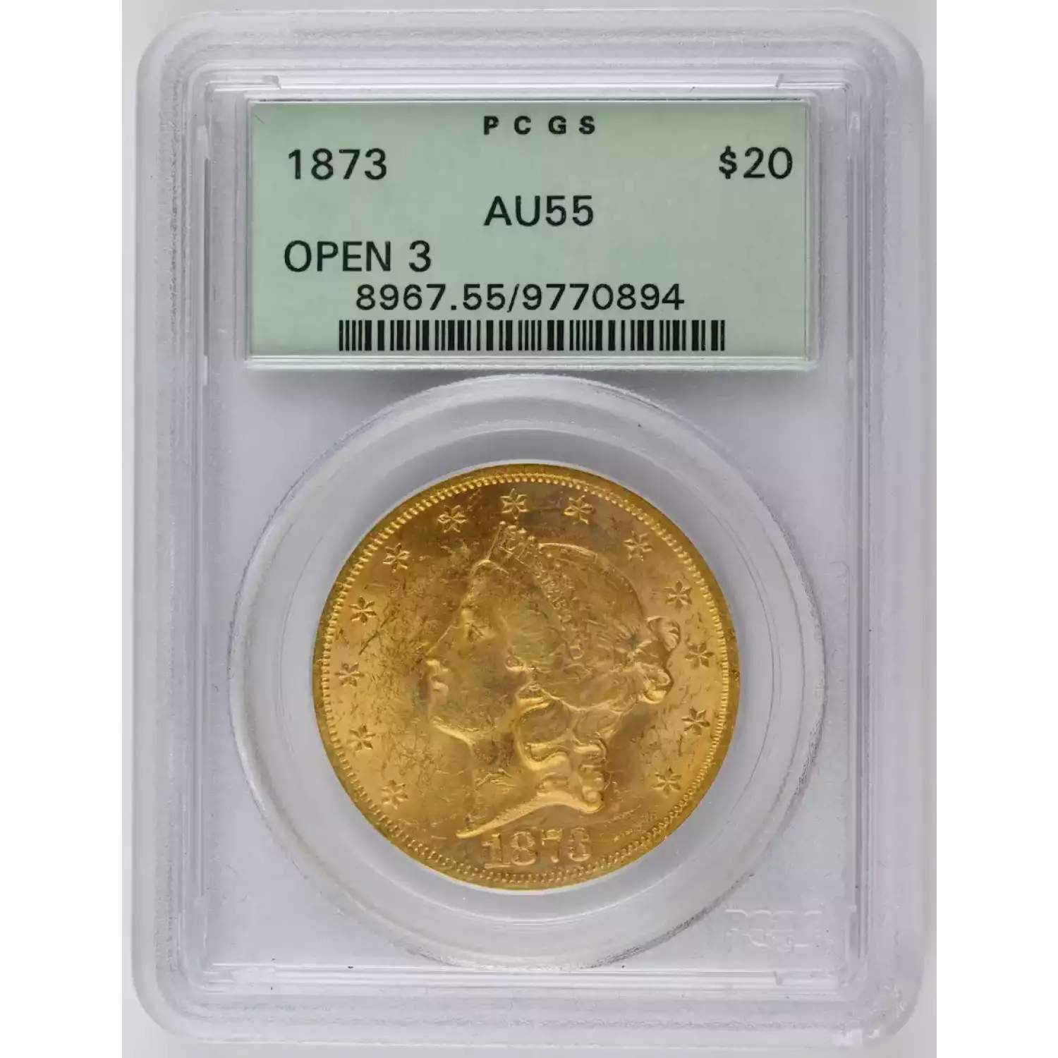 1873 Liberty Head Double Eagle PCGS AU-55 Open 3 - Harbor Coin Company