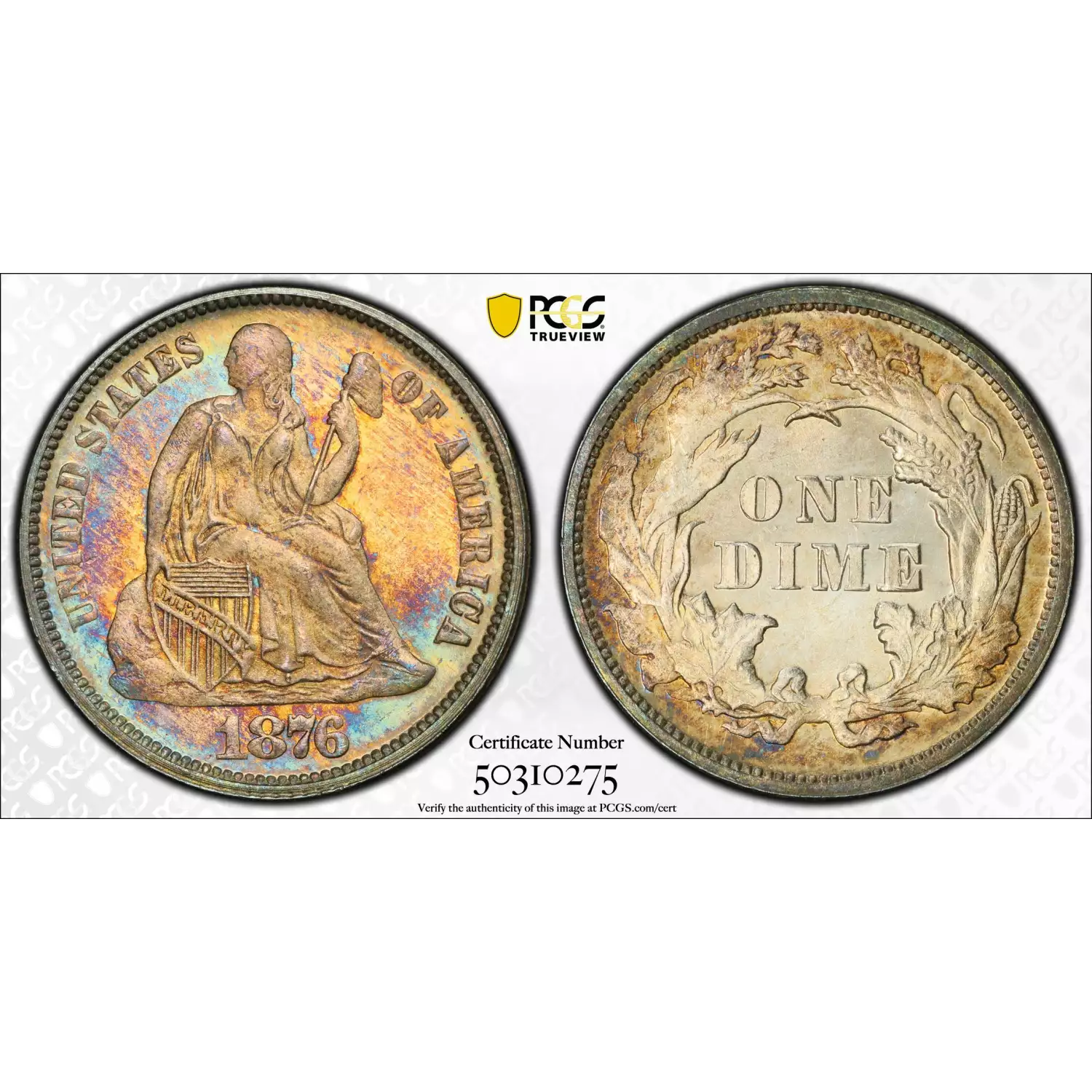 1876 Liberty Seated Dime PCGS MS-65 - Harbor Coin Company