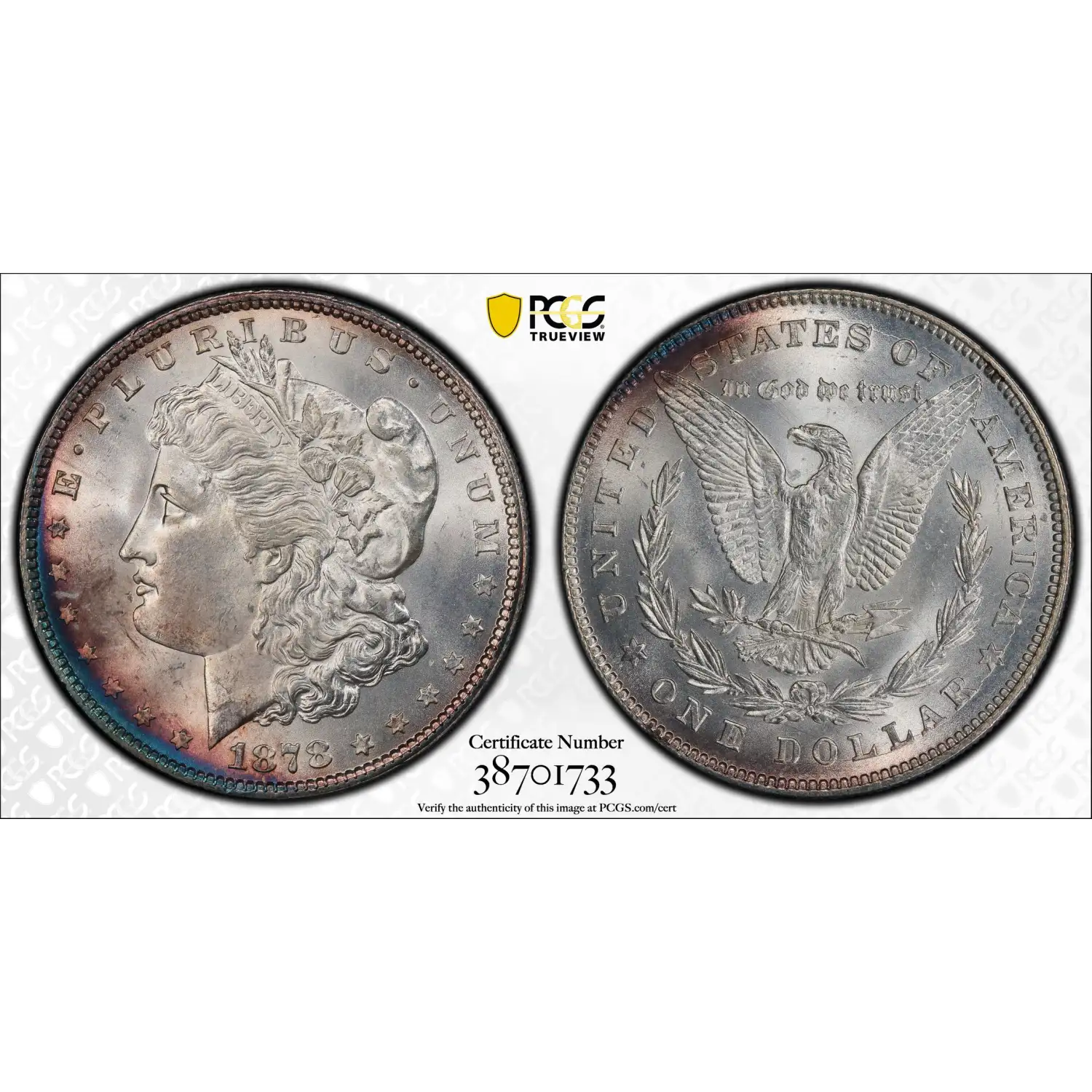 1878 Morgan Silver Dollar PCGS MS-65 7/8TF Strong - Harbor Coin Company