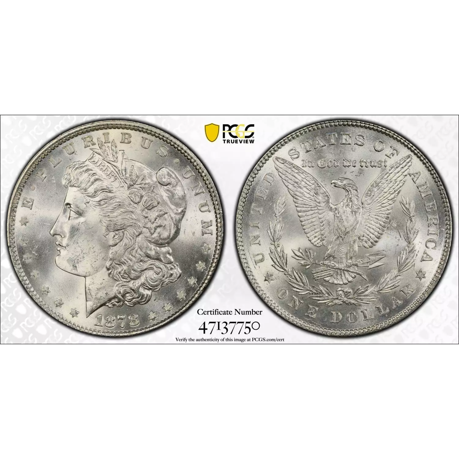 1878 Morgan Silver Dollar PCGS MS-63 7TF, Reverse of 1878 - Harbor Coin ...