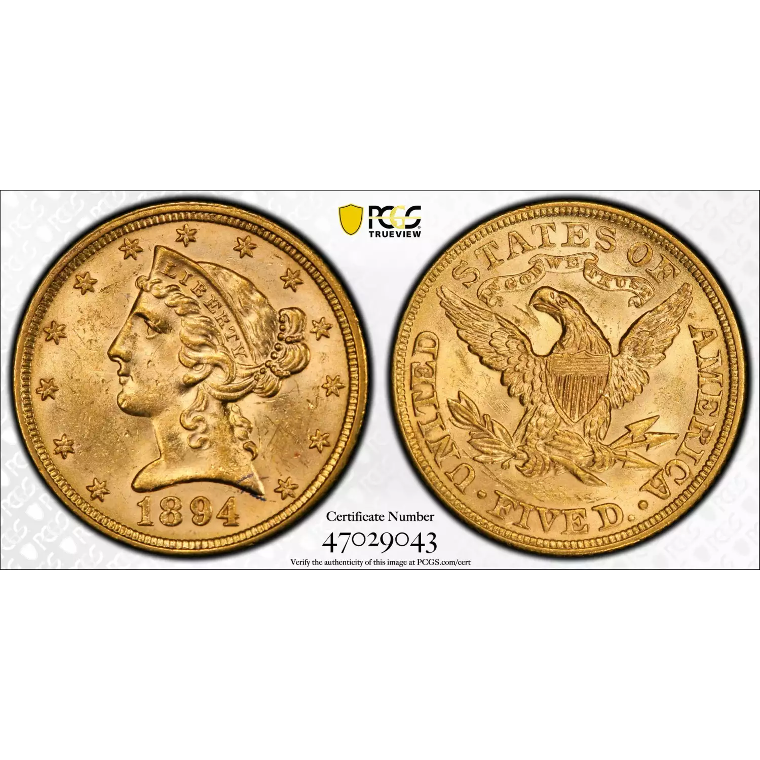 1894 Liberty Head Gold Half Eagle PCGS MS-62 - Harbor Coin Company