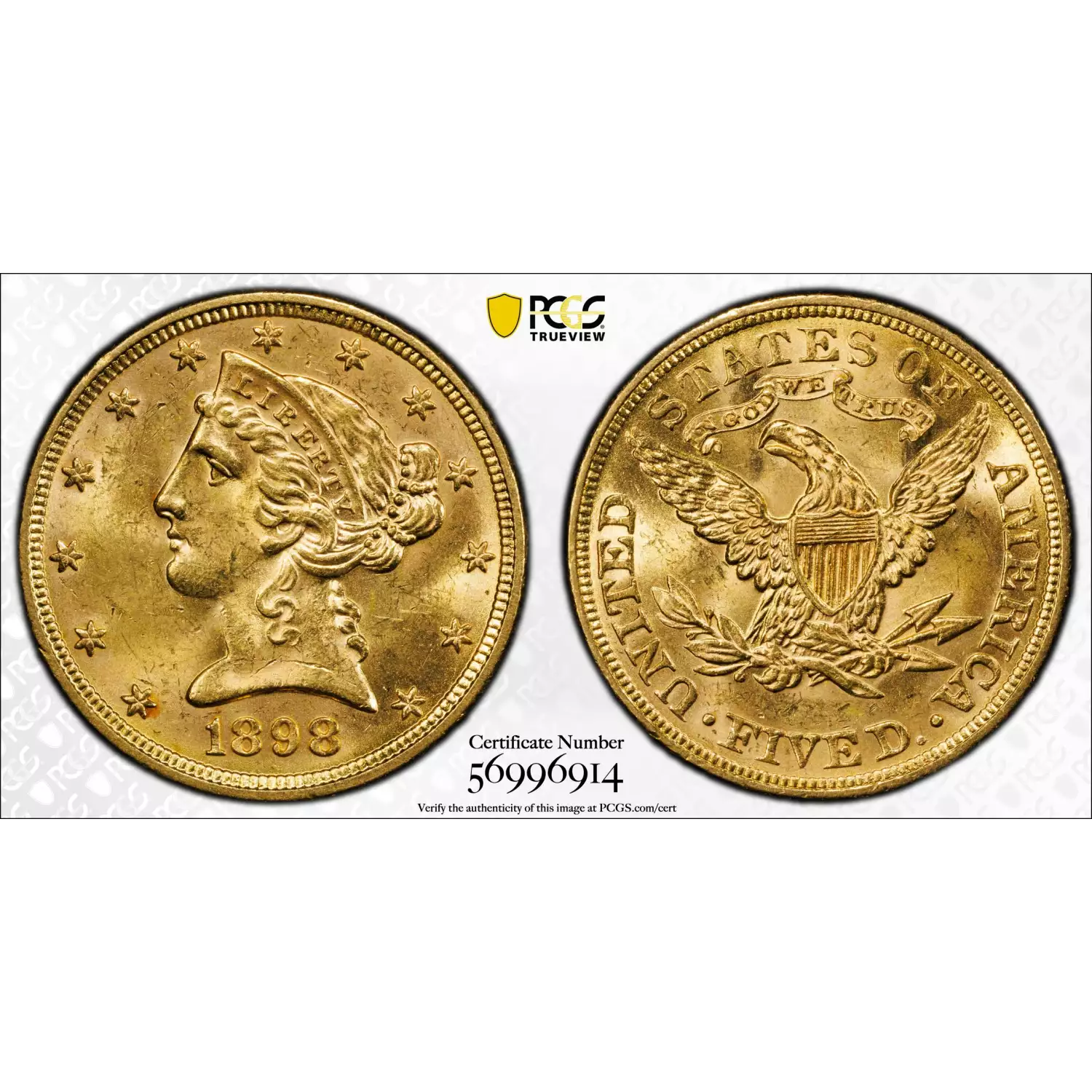 1898 Liberty Head Gold Half Eagle PCGS MS-63 - Harbor Coin Company
