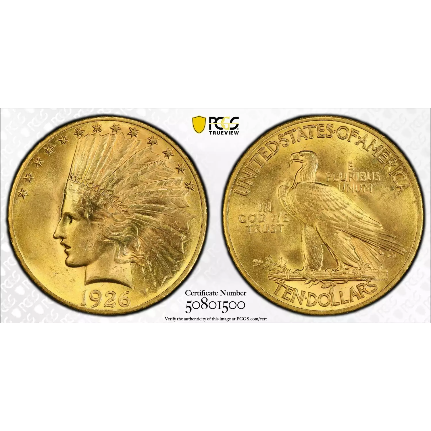 1926 Indian Head $10 Gold Eagle PCGS MS-63 - Harbor Coin Company