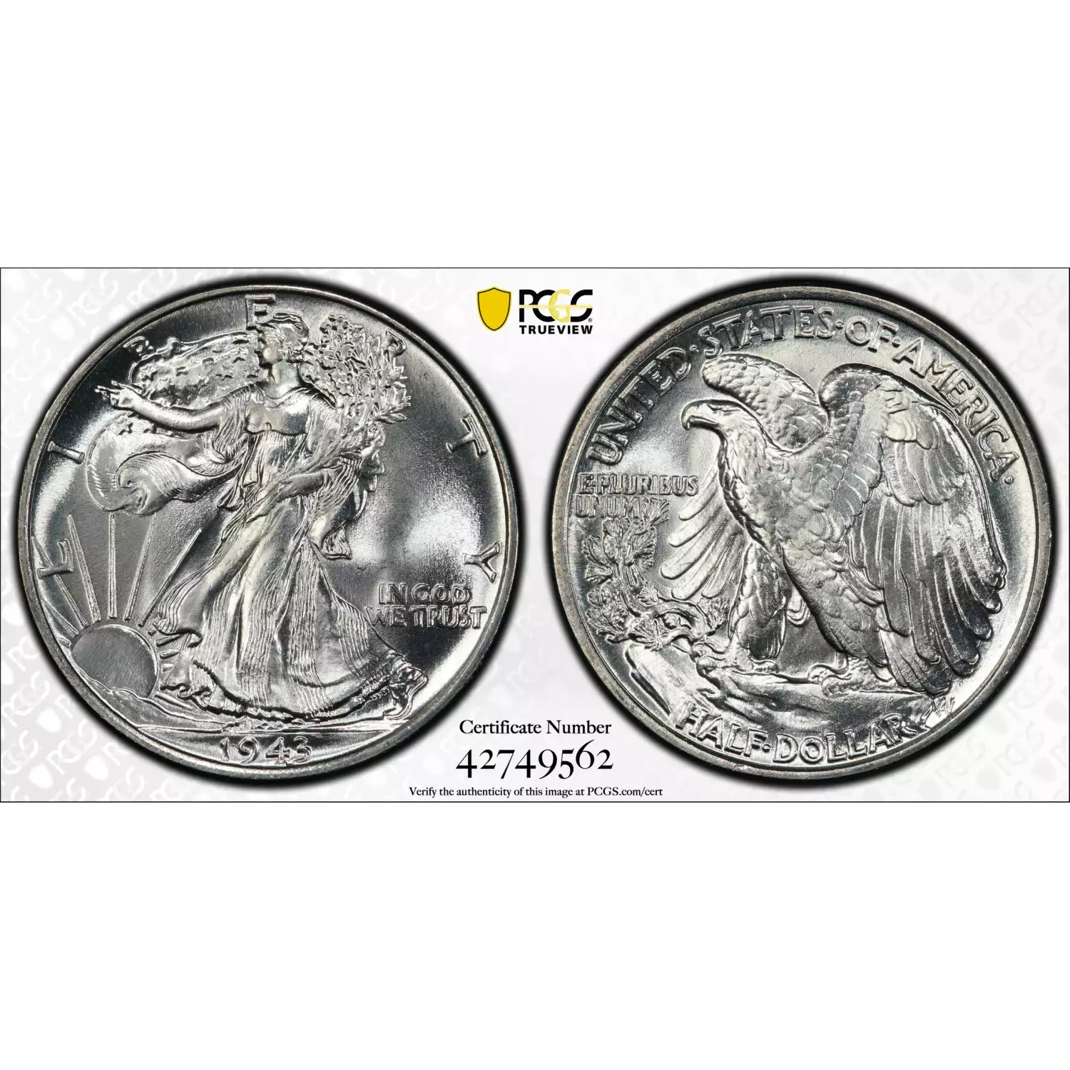 1943 Half Dollars Liberty Walking PCGS MS-67 CAC - Harbor Coin Company
