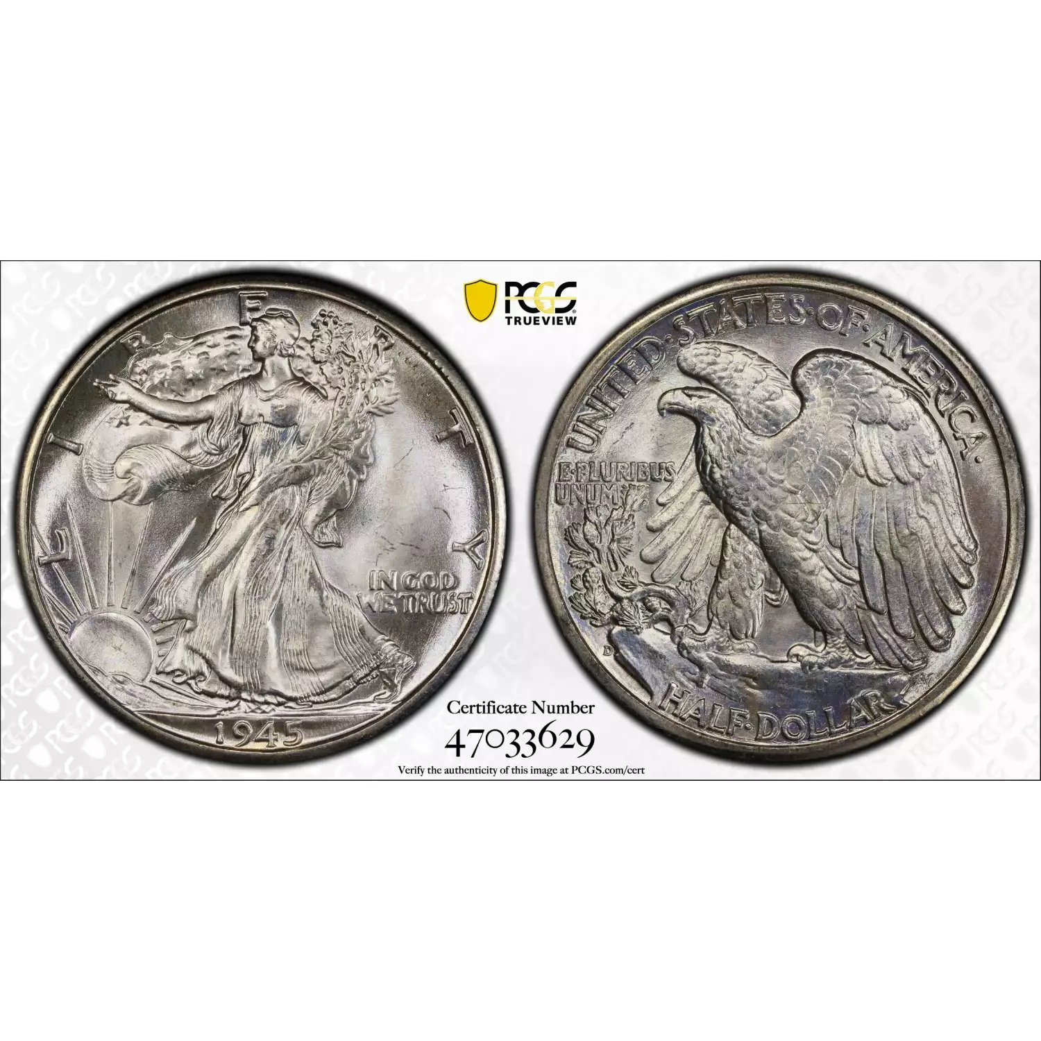 1945-D Half Dollars Liberty Walking PCGS MS-66 - Harbor Coin Company