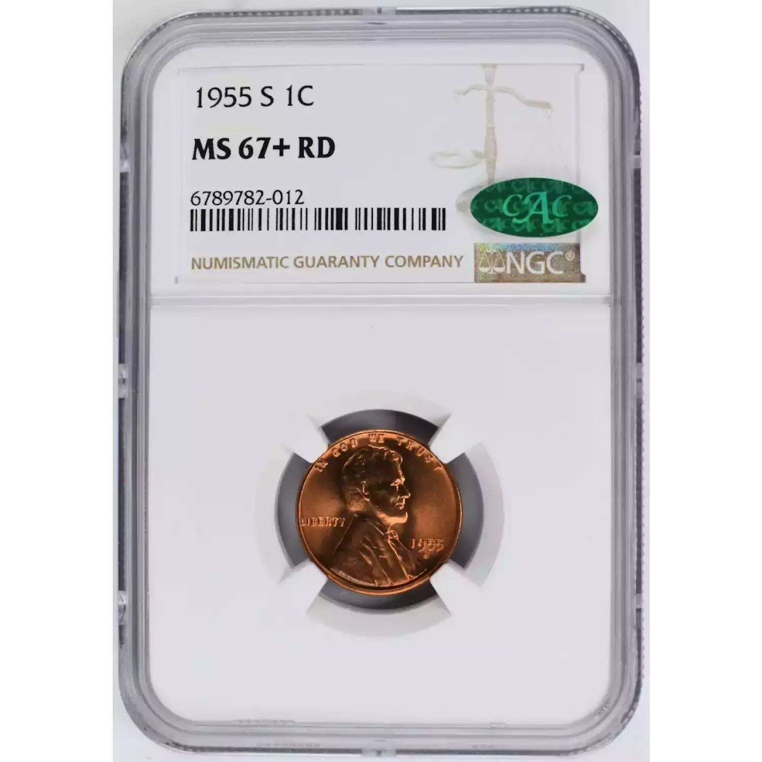 1955-S Lincoln Wheat Cent NGC MS-67+ RD CAC - Harbor Coin Company
