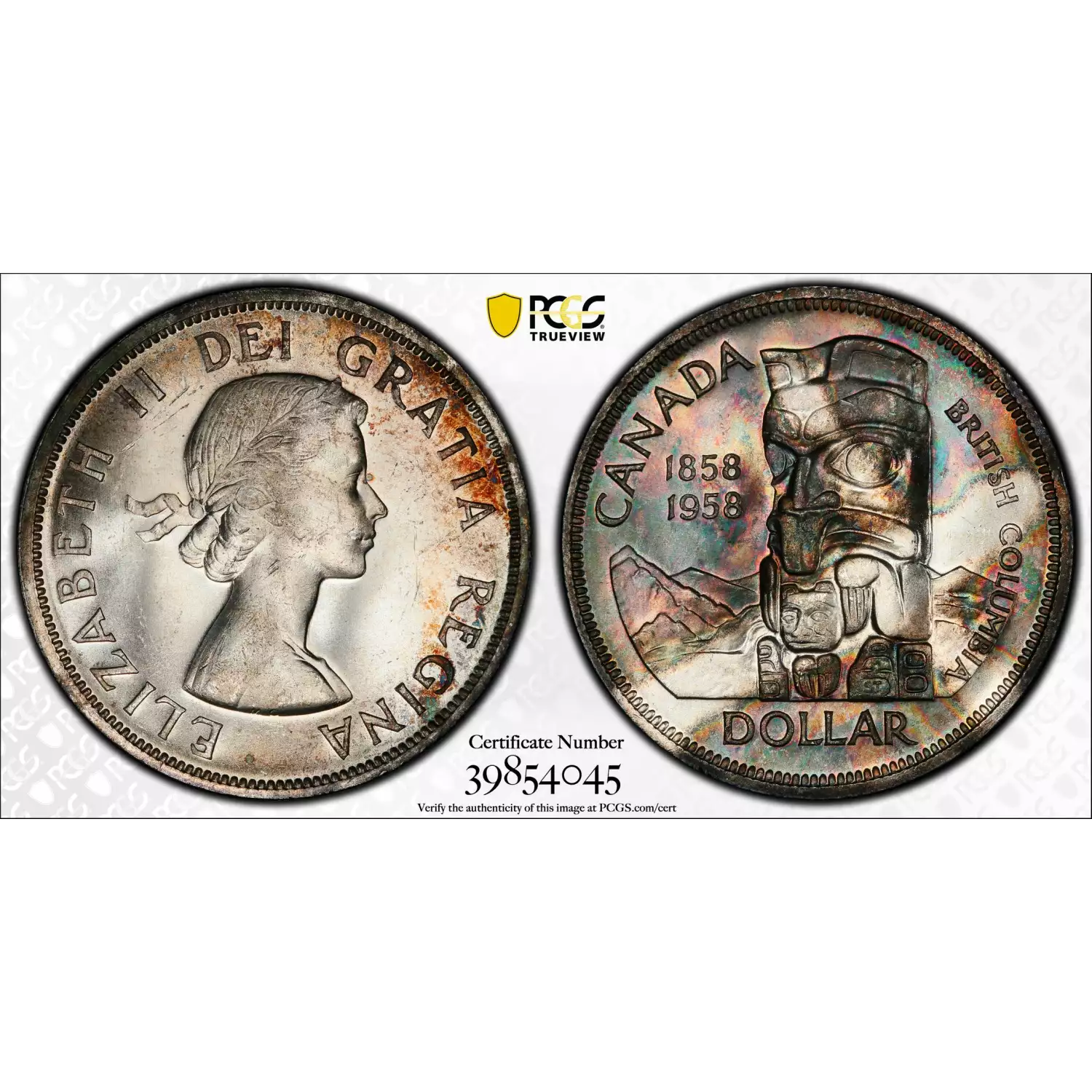 1958-RCM Canada Silver Dollar PCGS MS-64 British Columbia - Harbor Coin ...