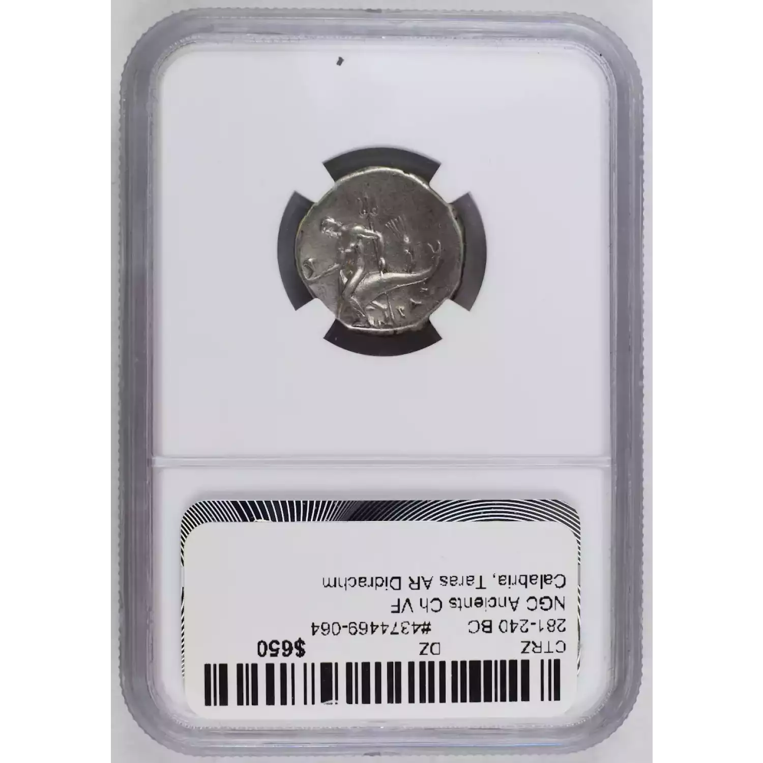 281-240 BC Calabria, Taras AR Didrachm NGC Ancients Ch VF - Harbor Coin ...