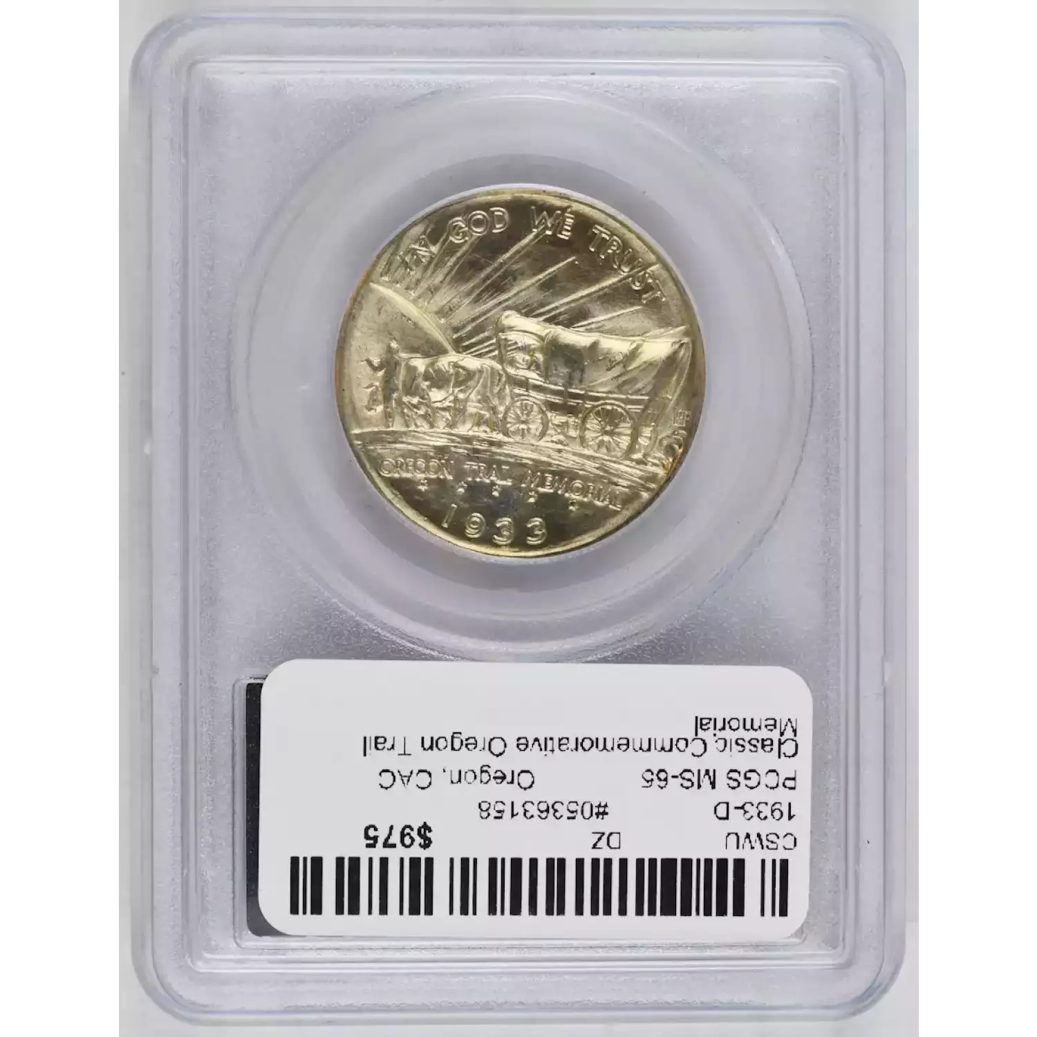 1933-D Classic Commemorative Oregon Trail Memorial PCGS MS-65 Oregon CAC - Harbor Coin Company