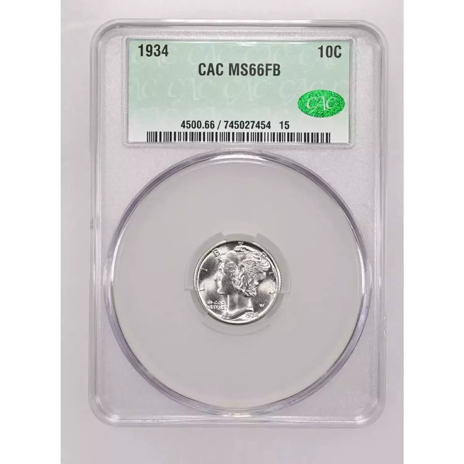 1934 Dimes Winged Liberty Head or Mercury CACG MS-66 FB - Harbor Coin ...