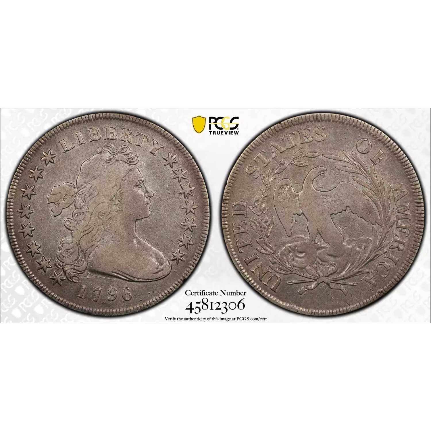 1796 Draped Bust Silver Dollar PCGS F-12 Small Date, Large Letters ...