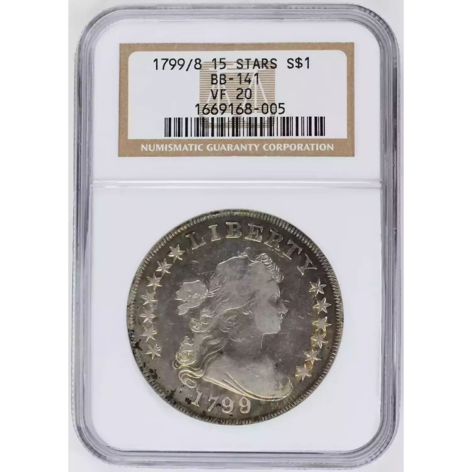 1799/8 Draped Bust Silver Dollar NGC VF-20 BB-141,B-3 - Harbor Coin Company