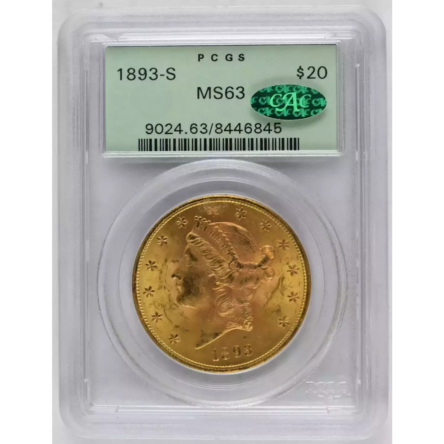 1893-S Liberty Head Double Eagle PCGS MS-63 CAC - Harbor Coin Company