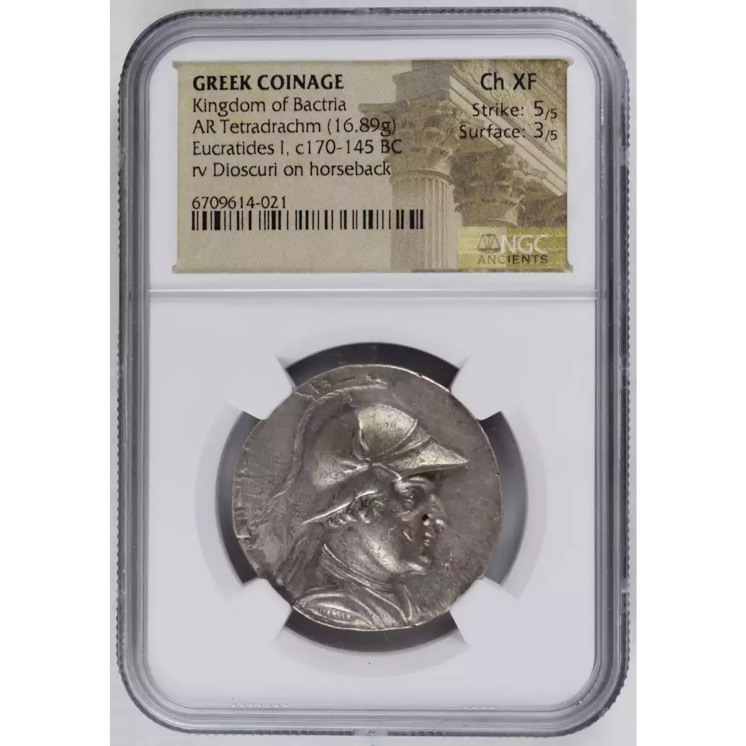 170-145 BC Greek Coinage Kingdom of Bactria AR Tetradrachm NGC Ancients ...