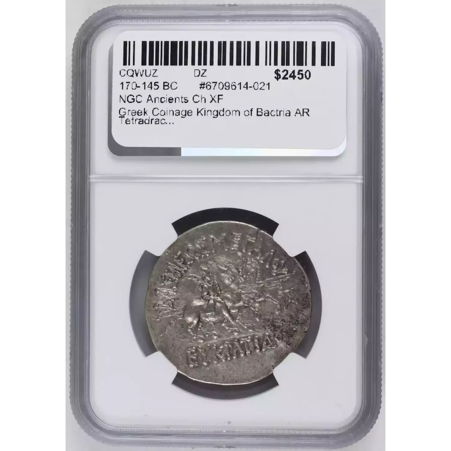 170-145 BC Greek Coinage Kingdom of Bactria AR Tetradrachm NGC Ancients ...