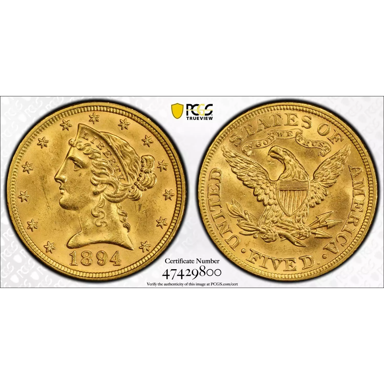 1894 Liberty Head Gold Half Eagle PCGS MS-64 - Harbor Coin Company