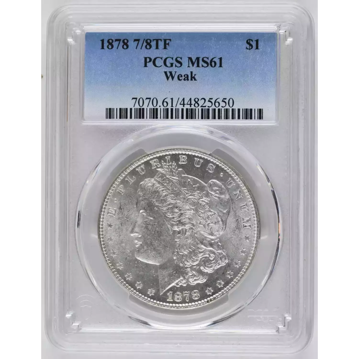 1878 Morgan Silver Dollar PCGS MS-61 7TF, Reverse of 1878 - Harbor Coin Company