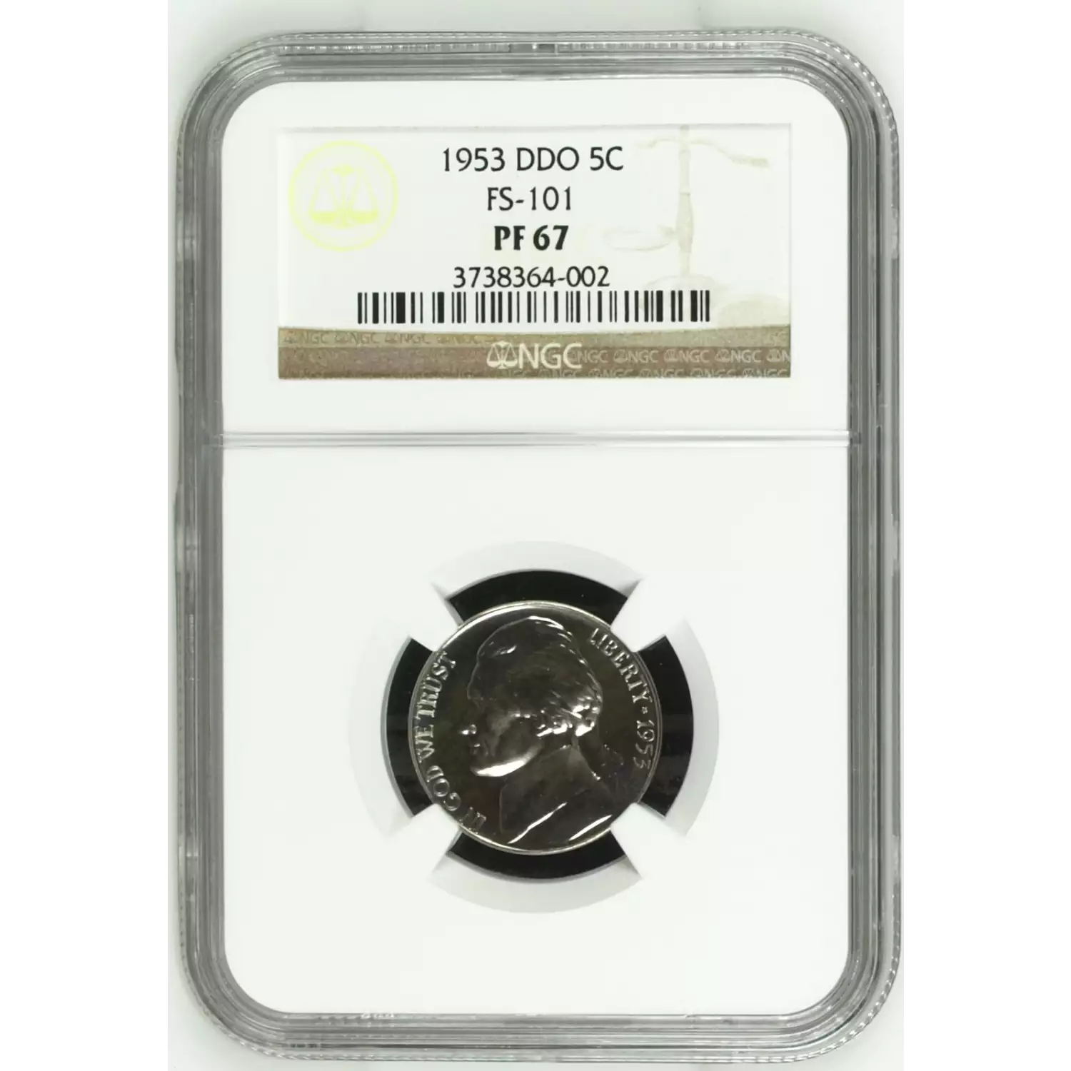 1953 Nickel Jefferson NGC PF-67 DDO FS-101 - Harbor Coin Company