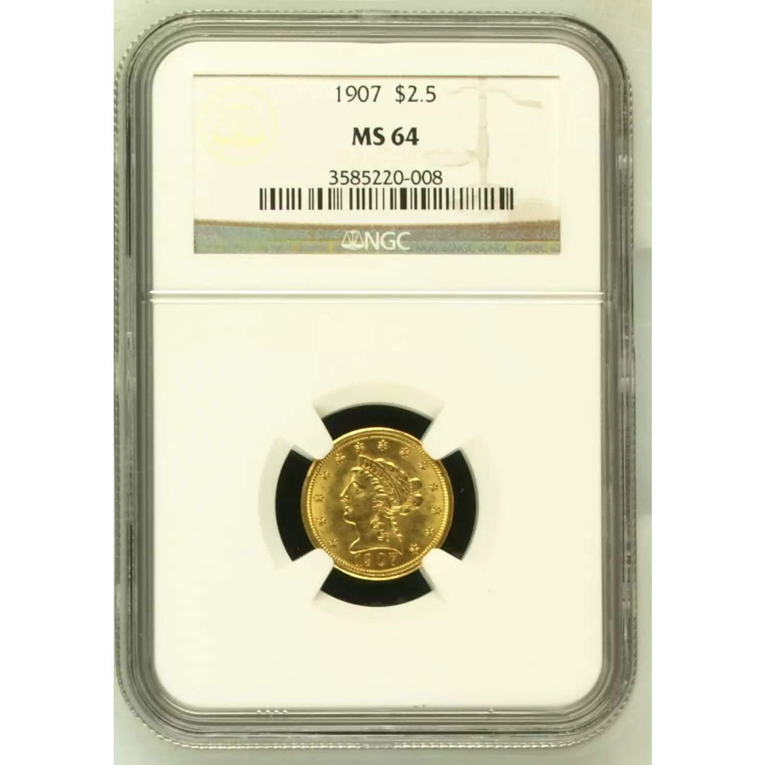 1907 $2.50 Liberty Head Gold Quarter Eagle NGC MS-64 - Harbor Coin Company