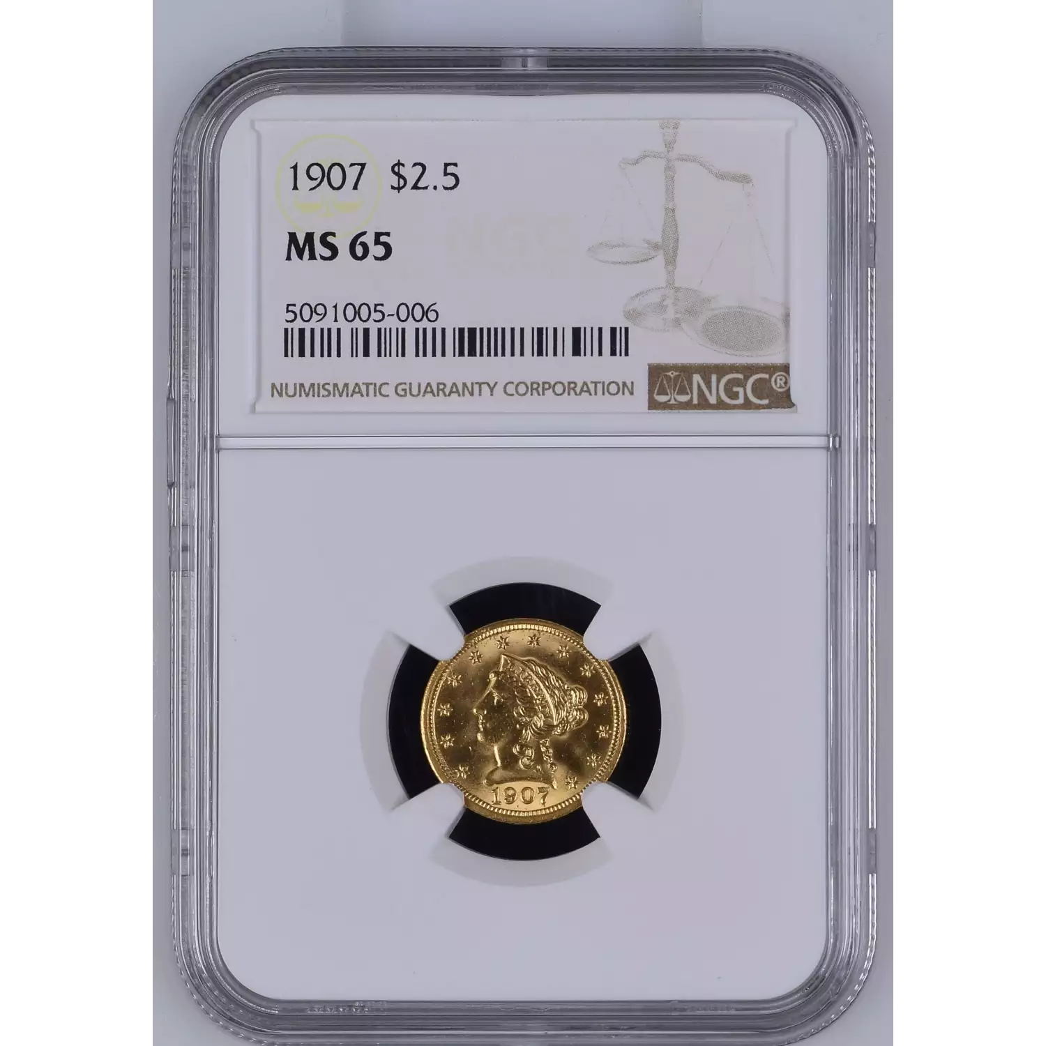 1907 $2.50 Liberty Head Gold Quarter Eagle NGC MS-65 CAC - Harbor Coin Company