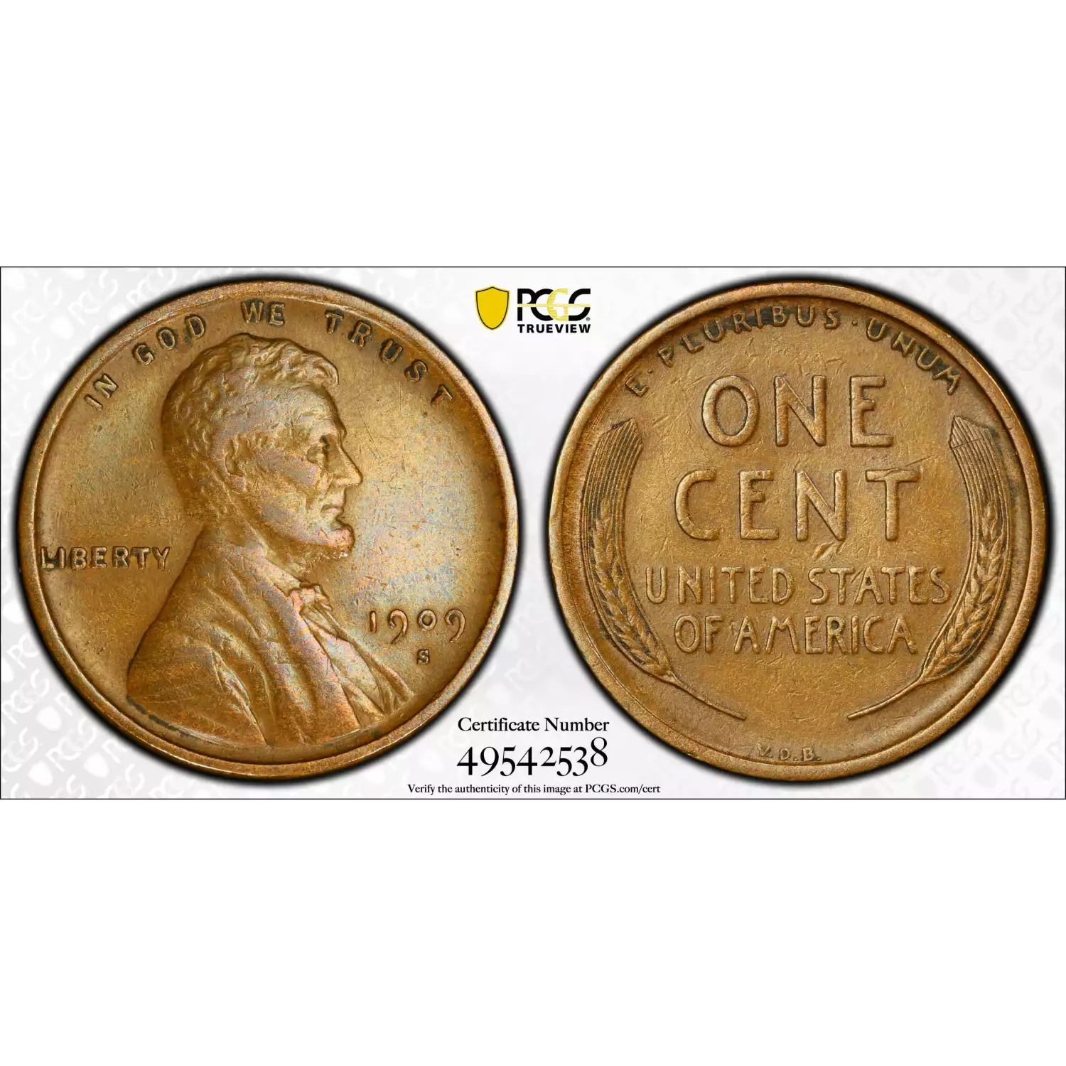 1909-S VDB Lincoln Wheat Cent PCGS VF-30 BN - Harbor Coin Company
